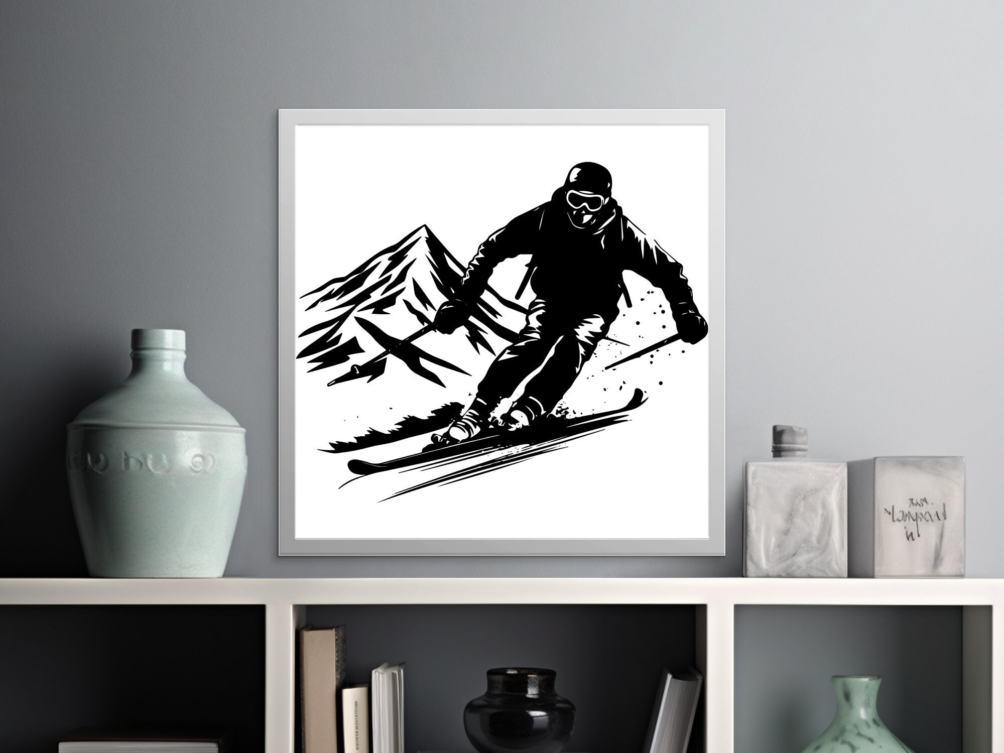 SKIING DOWNHILL SLOPE Svg, Mountain Skiing Svg Files for Cricut, Winter ...