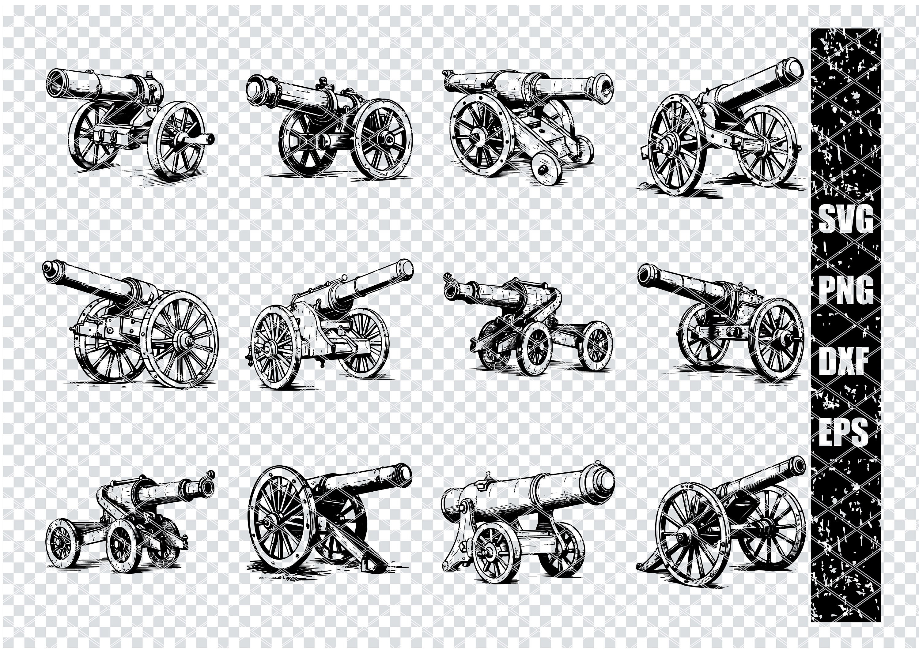VINTAGE ARTILLERY CANNON Svg, Antique Cannon Svg Files for Cricut, Old ...
