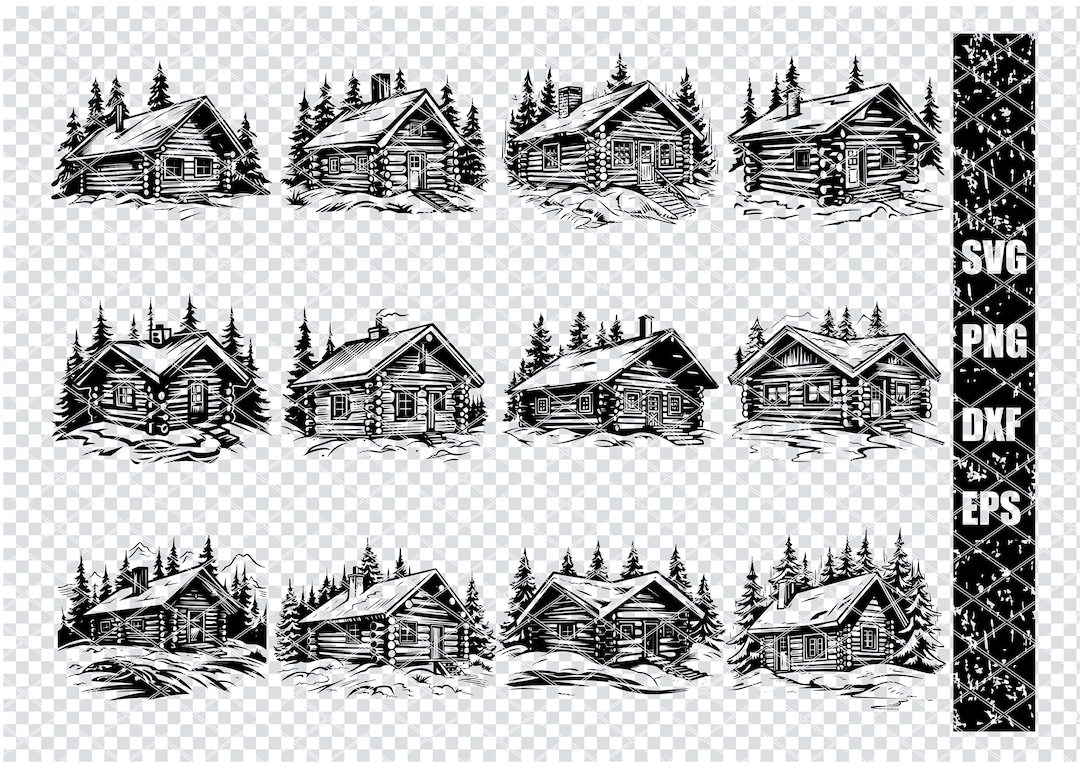 RUSTIC LOG CABIN Svg, Winter Log Cabin Svg Files for Cricut, Snowy ...