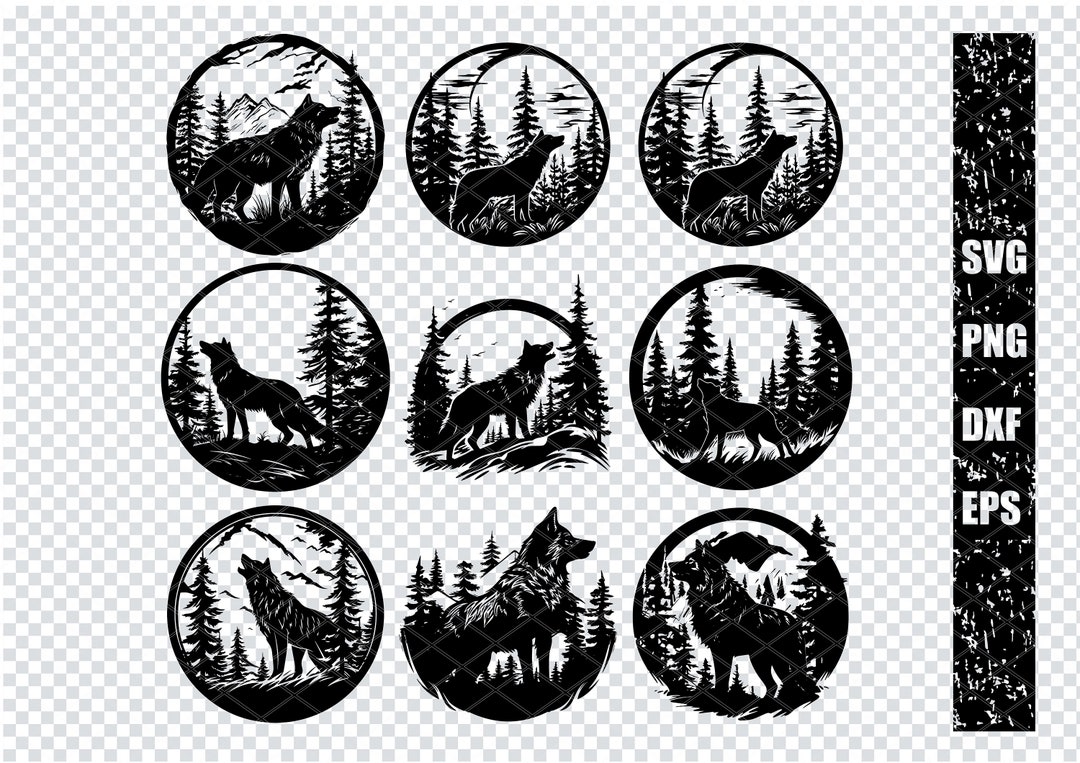 WILD GRAY WOLF Svg, Wild Gray Wolf Svg Files for Cricut, Pine Forest ...