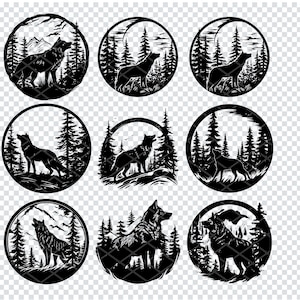 WILD GRAY WOLF Svg, Wild Gray Wolf Svg Files for Cricut, Pine Forest ...