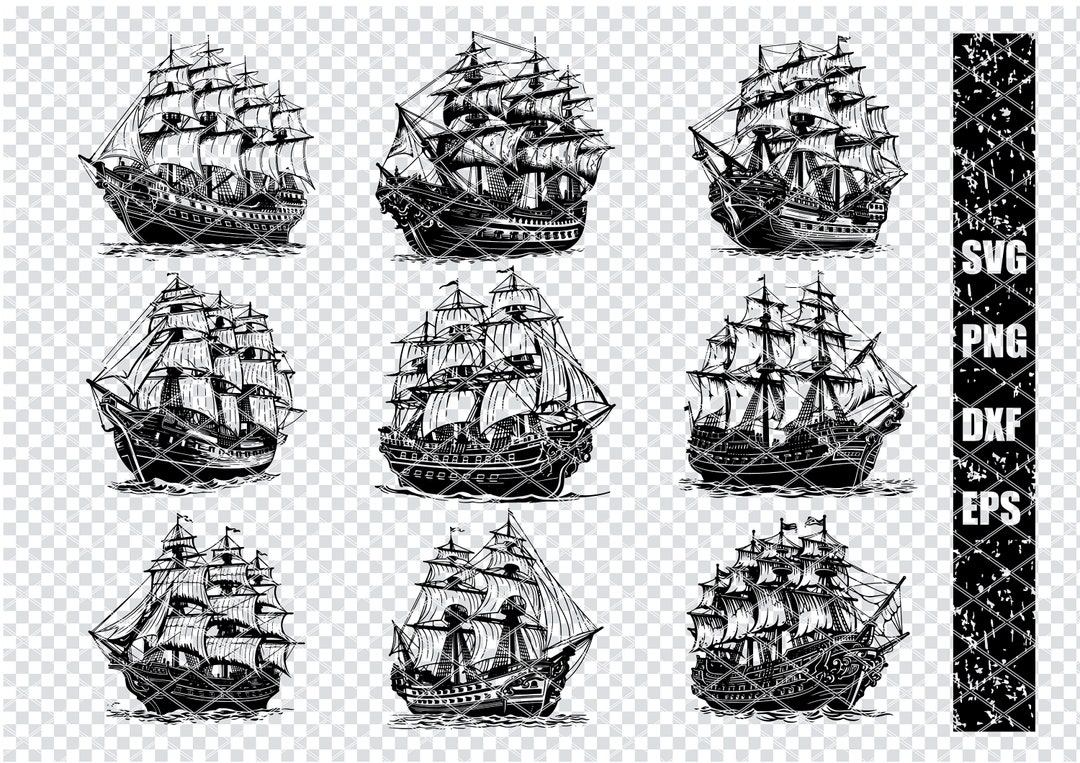 GALLEON VESSEL SVG, Sailing Wooden Ship Svg Files for Cricut, Pirate ...