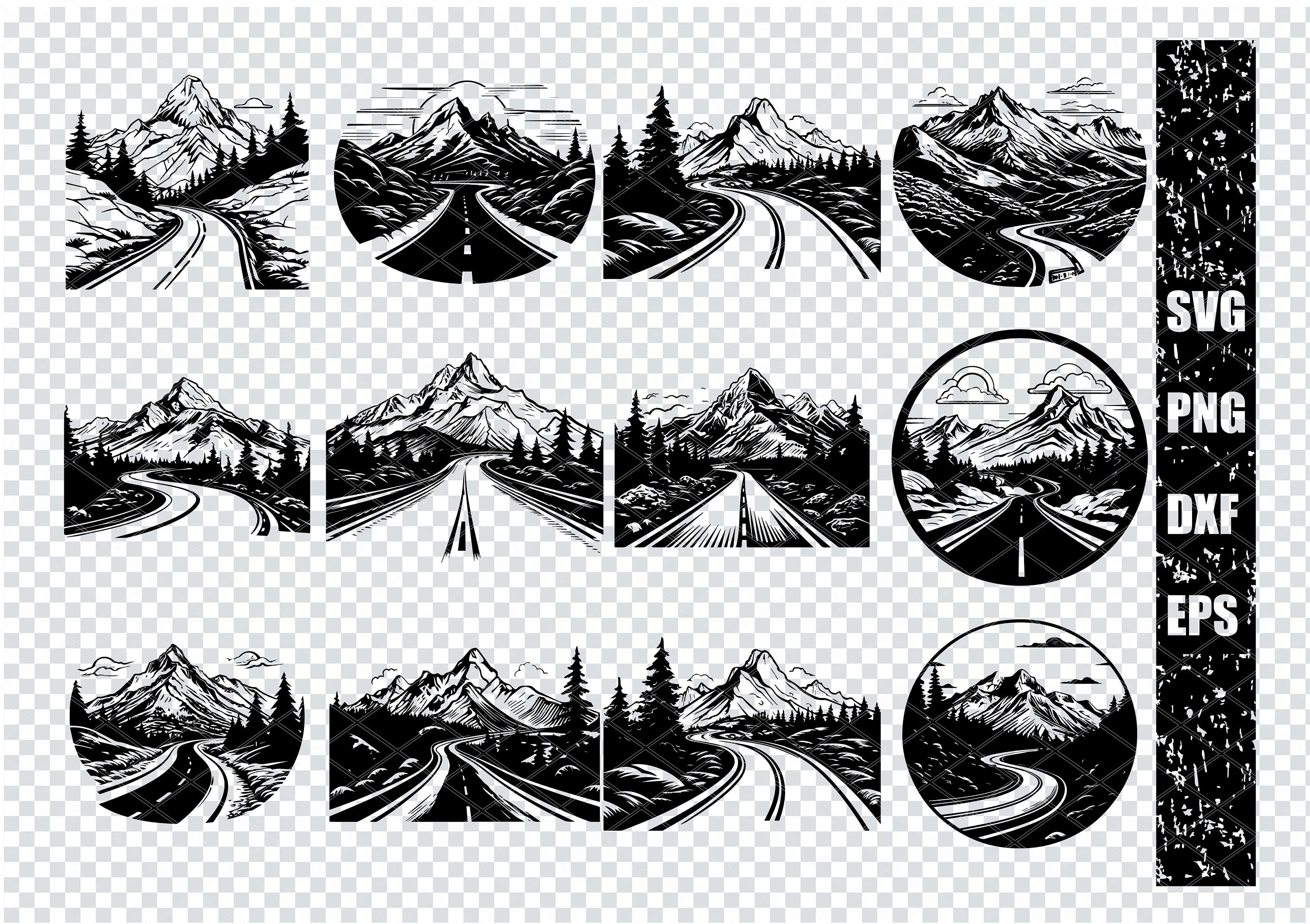 MOUNTAIN ROAD PASS Svg, Alpine Road Ridge View Svg Files for Cricut ...