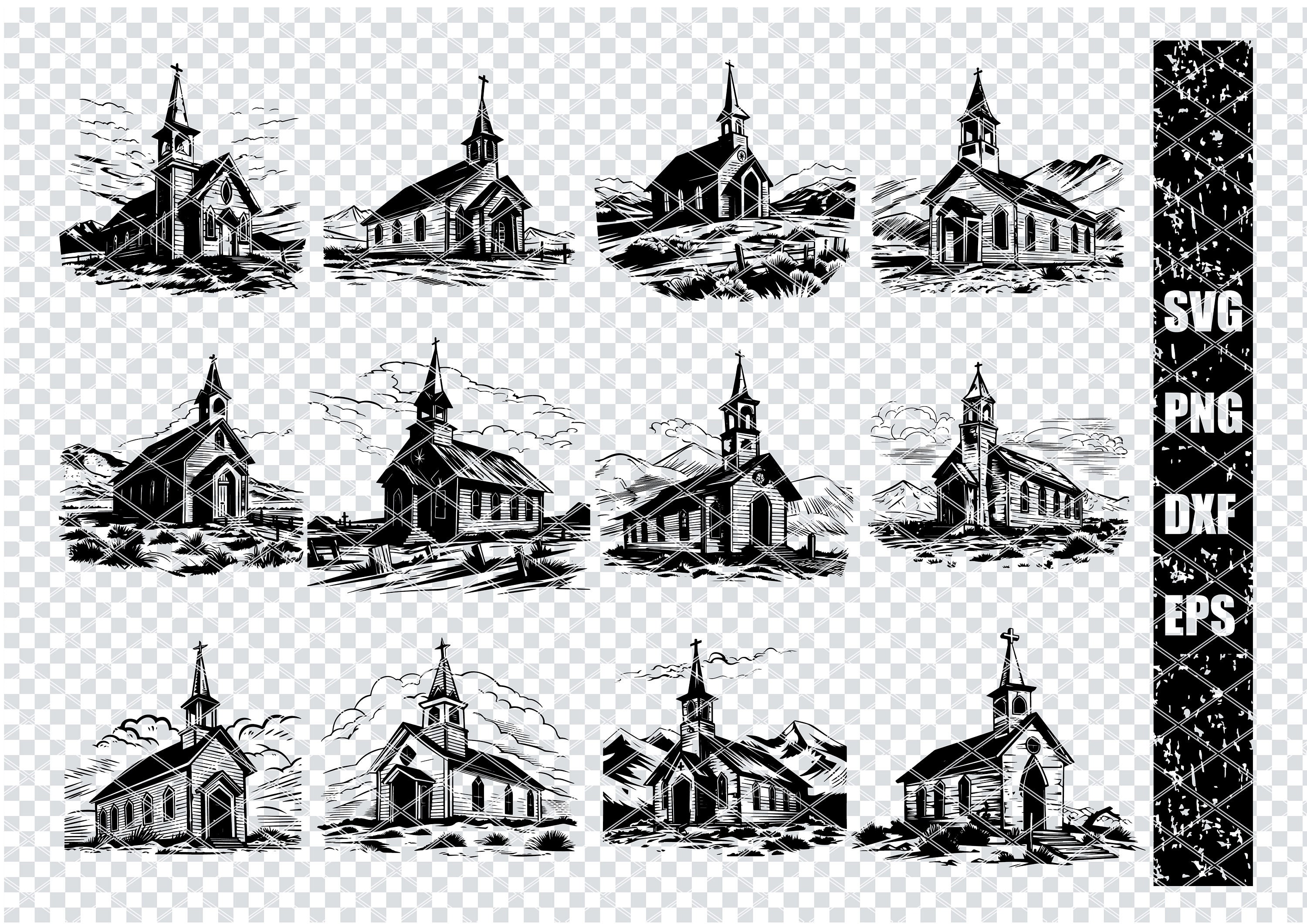 WILD WEST CHURCH Svg, Prairie Chapel Svg Files for Cricut, Old Western ...