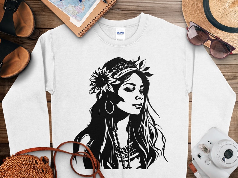 BOHO HIPPIE GIRL Svg, Bohemian Girl Svg Files for Cricut, Bohemian ...