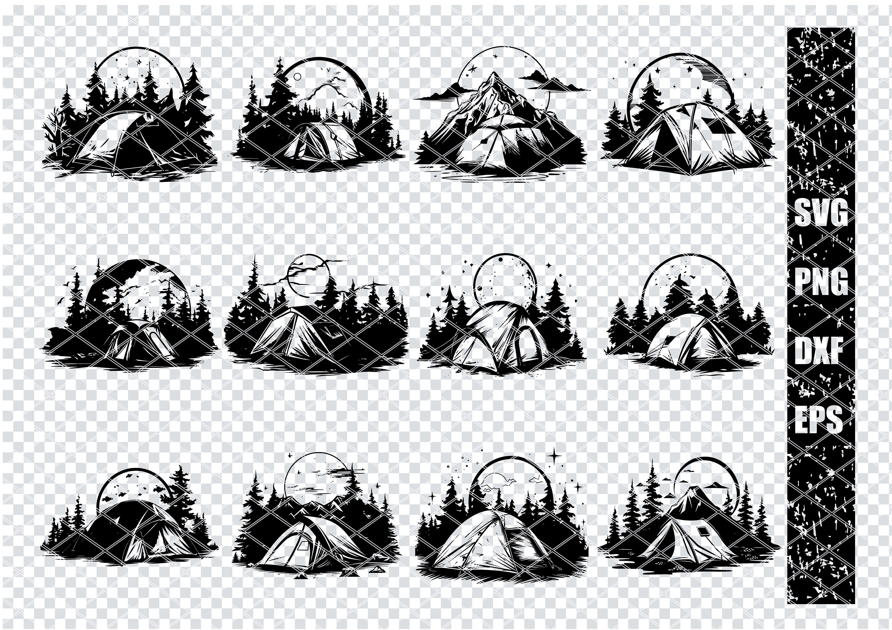 OUTDOOR TENT CAMP Svg, Outdoor Tent Moon Svg Files for Cricut, Mountain ...
