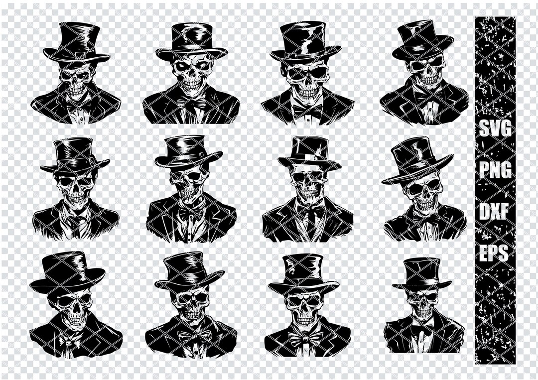 SKELETON SKULL in SUIT Svg, Gangster Skelleton Svg Files for Cricut ...