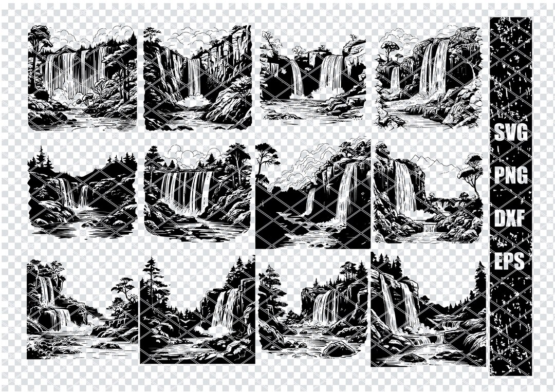 SCENIC WATER FALLS Svg, Cascade Scene Svg Files for Cricut, Rustic ...