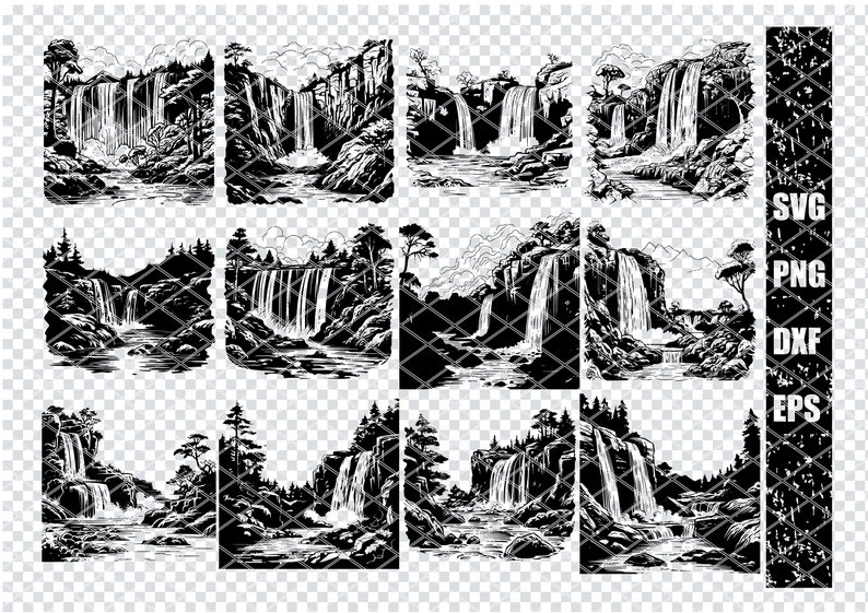 SCENIC WATER FALLS Svg, Cascade Scene Svg Files for Cricut, Rustic ...
