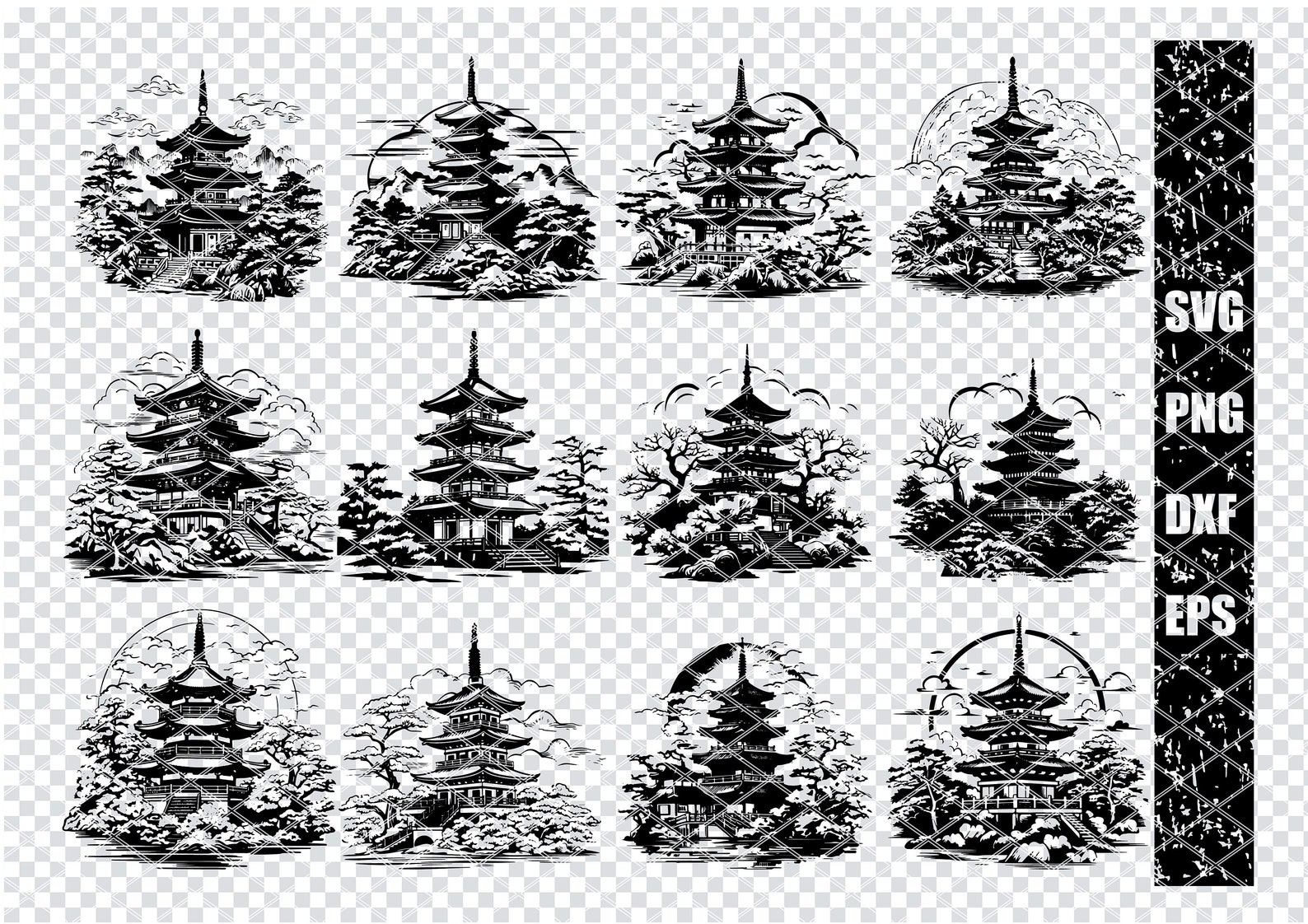 JAPANESE PAGODA TEMPLE Svg, Chinese Pagoda Temple Svg Files for Cricut ...
