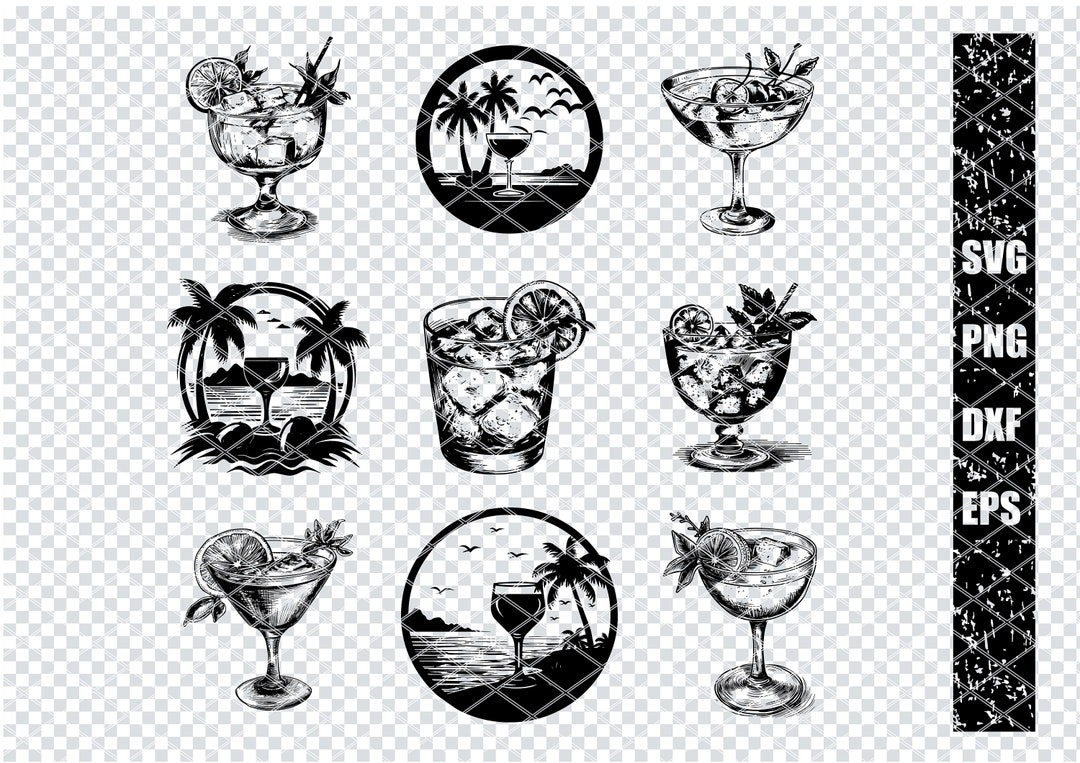 EXOTIC COCKTAIL GLASS Svg, Liquor Cocktail Svg Files for Cricut ...