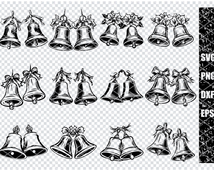 Jingle Bells Christmas Poinsettia SVG File Detailed Holiday Template, Vector Design for Cutting ...