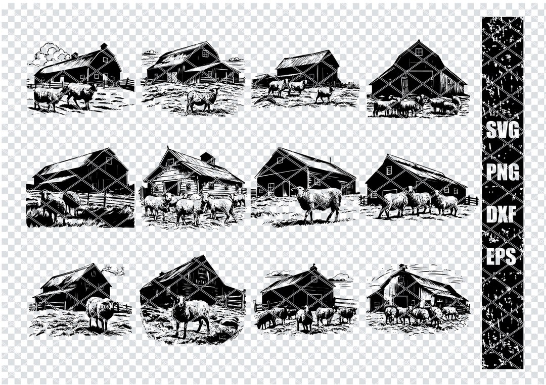 RUSTIC SHEEP BARN Svg, Wooly Sheep Farm Svg Files for Cricut, Sheep ...