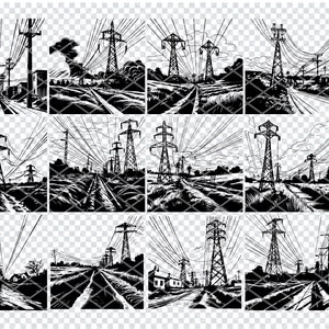 ELECTRIC POWER LINES Svg, Power Lines Grid Svg Files for Cricut, Power ...