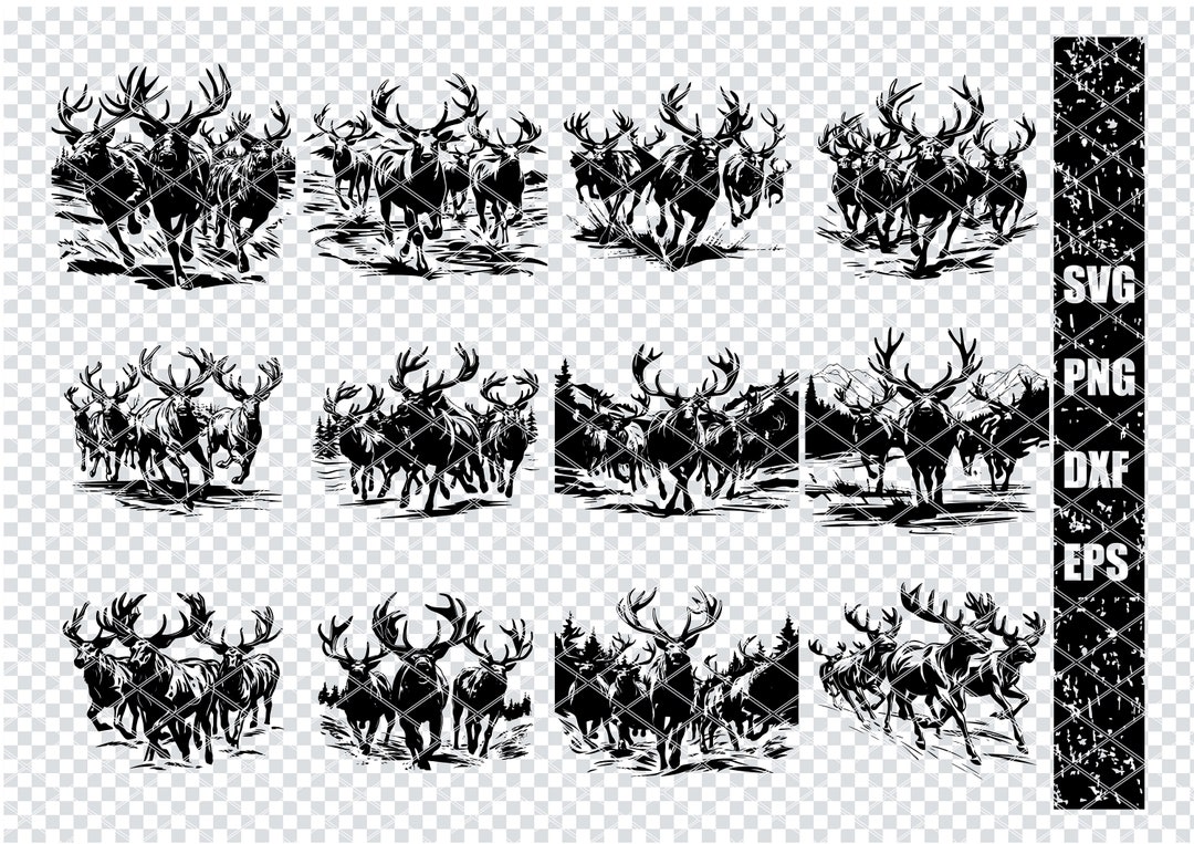 RUNNING ELK CHARGE Svg, Elk Gallop Svg Files for Cricut, Elk Sprint ...