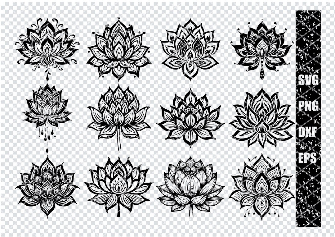 LOTUS FLOWER SVG, Lotus Symbol Svg Files for Cricut, Lotus Flower ...
