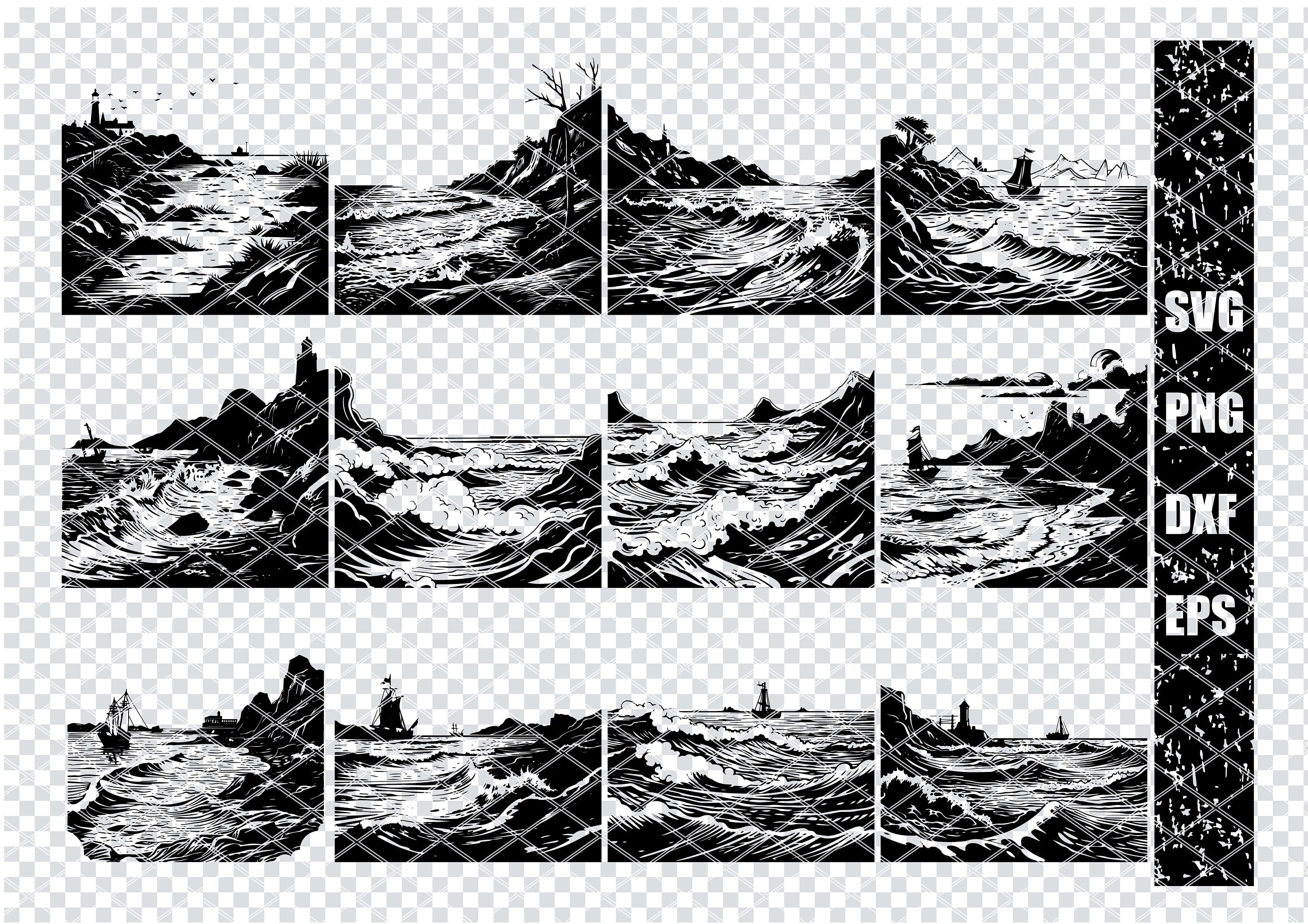 SEASCAPE COASTAL SCENERY Svg, Ocean View Beach Svg Files for Cricut ...