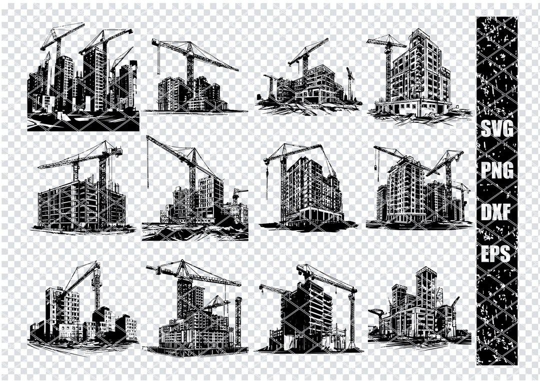 BUILDING CONSTRUCTION SITE Svg, Construction Tower Crane Svg Files for ...