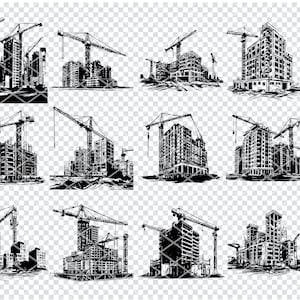 BUILDING CONSTRUCTION SITE Svg, Construction Tower Crane Svg Files for ...