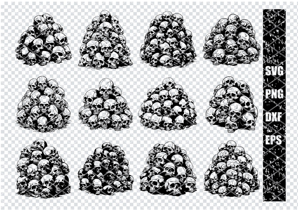 PILE of SKULLS SVG, Skeleton Skull Pile Svg Files for Cricut, Skull ...