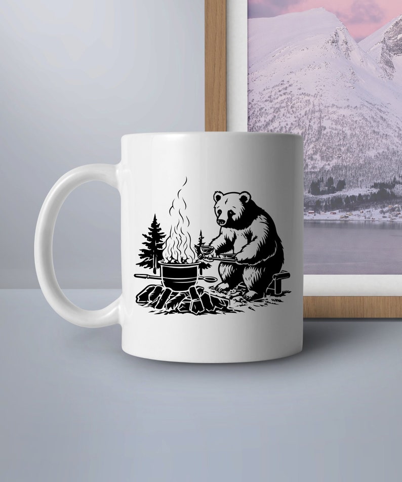 BEAR COOK CHEF Svg, Campfire Bear Chef Svg Files for Cricut, Grizzly ...
