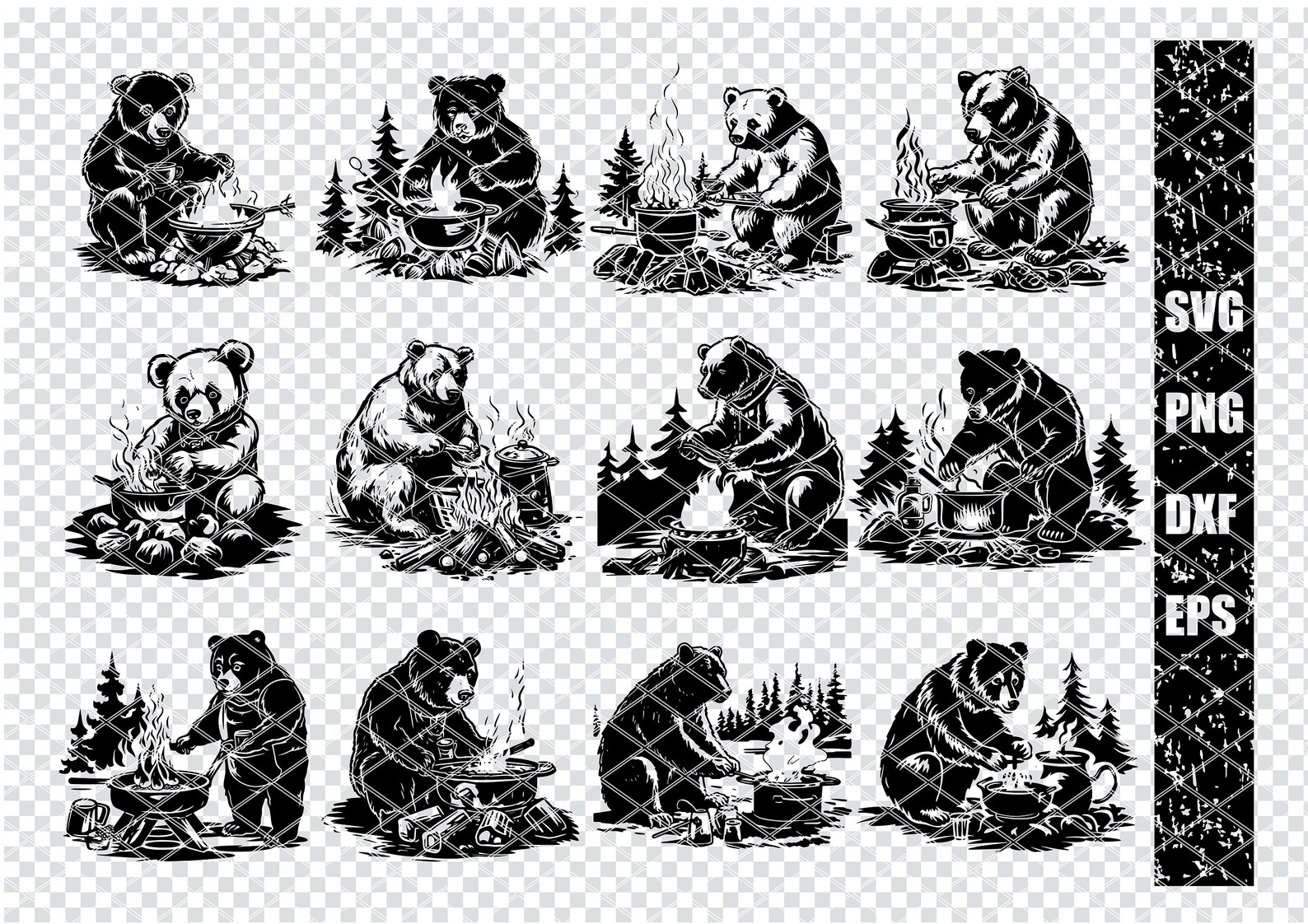 BEAR COOK CHEF Svg, Campfire Bear Chef Svg Files for Cricut, Grizzly ...