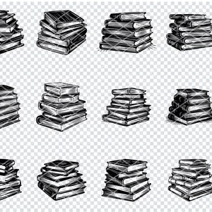 BOOK STACK TOWER Svg, Book Pile Svg Files for Cricut, Library Book ...