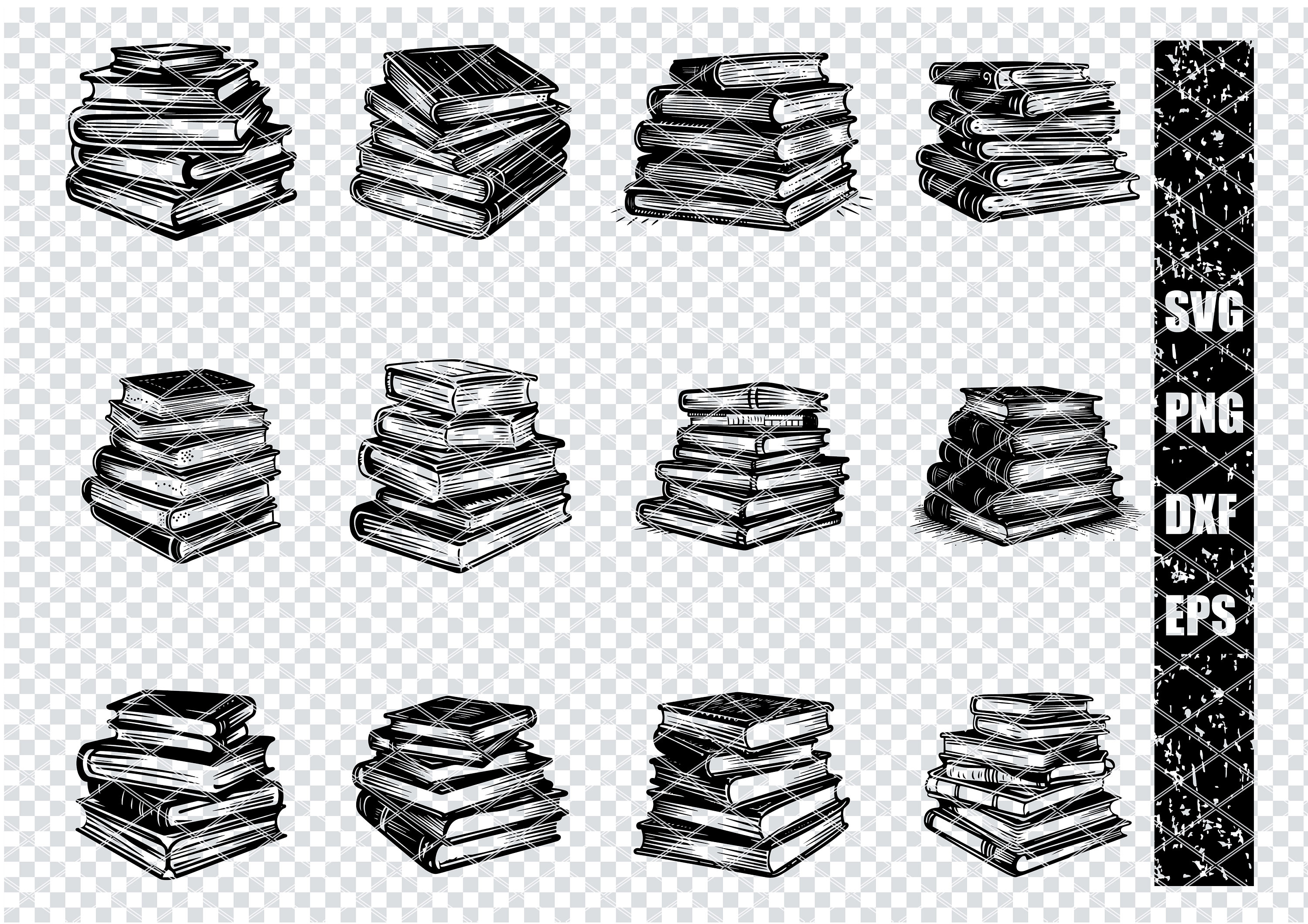 BOOK STACK TOWER Svg, Book Pile Svg Files for Cricut, Library Book ...