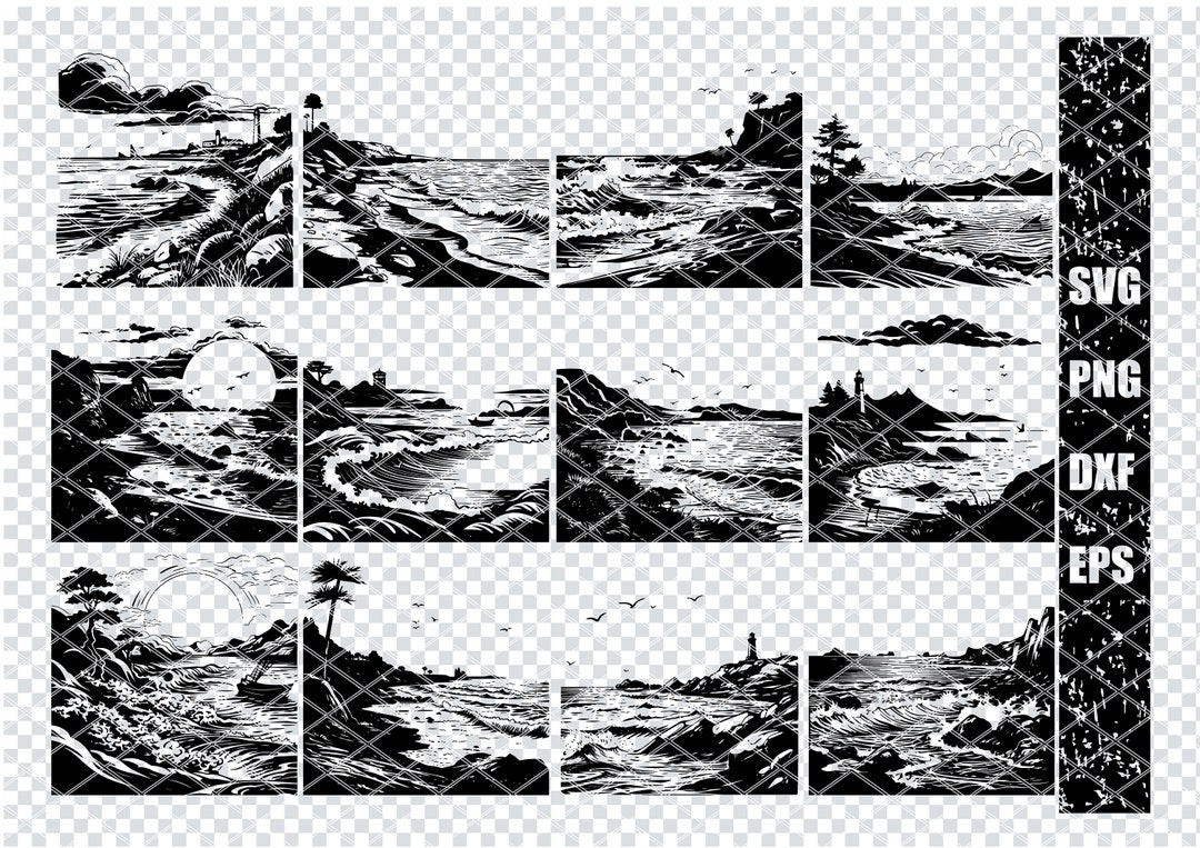 SEASCAPE COASTAL SCENERY Svg, Ocean View Beach Svg Files for Cricut ...