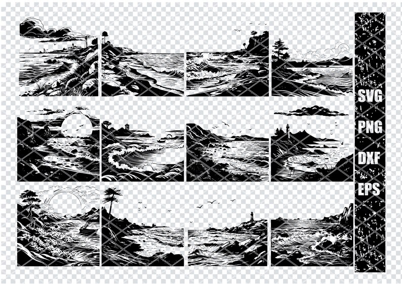 SEASCAPE COASTAL SCENERY Svg, Ocean View Beach Svg Files for Cricut ...