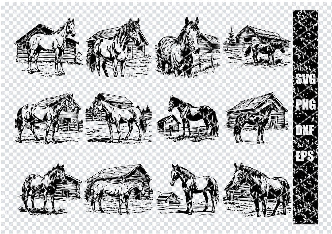 RUSTIC BARN HORSE Svg, Horse Farm Barn Svg Files for Cricut, Horse ...