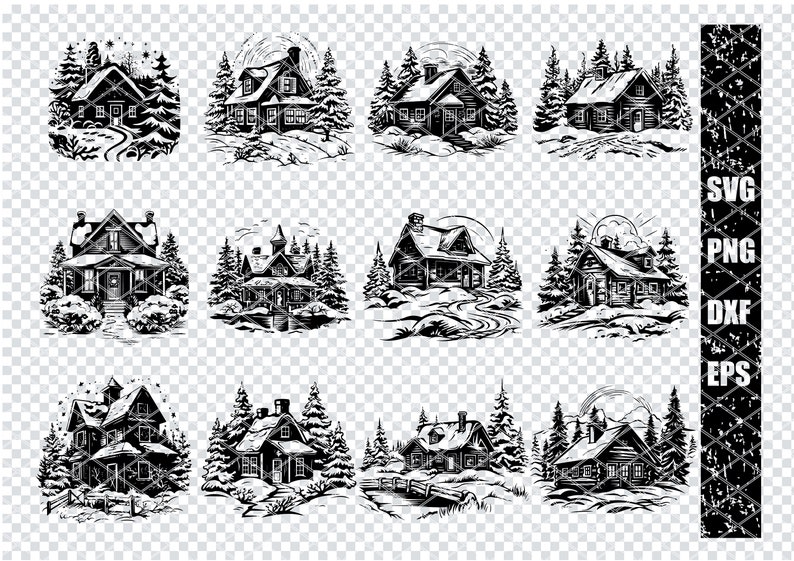 CHRISTMAS RUSTIC CABIN Svg, Christmas Vintage Log Cabin Svg Svg Files ...