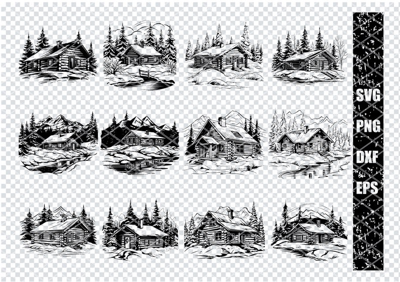 RUSTIC LOG CABIN Svg, Winter Log Cabin Svg Files for Cricut, Snowy ...