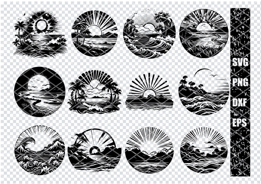 COASTAL SUNRISE SVG, Coastal Beach Sun Svg Files for Cricut, Sunrise ...