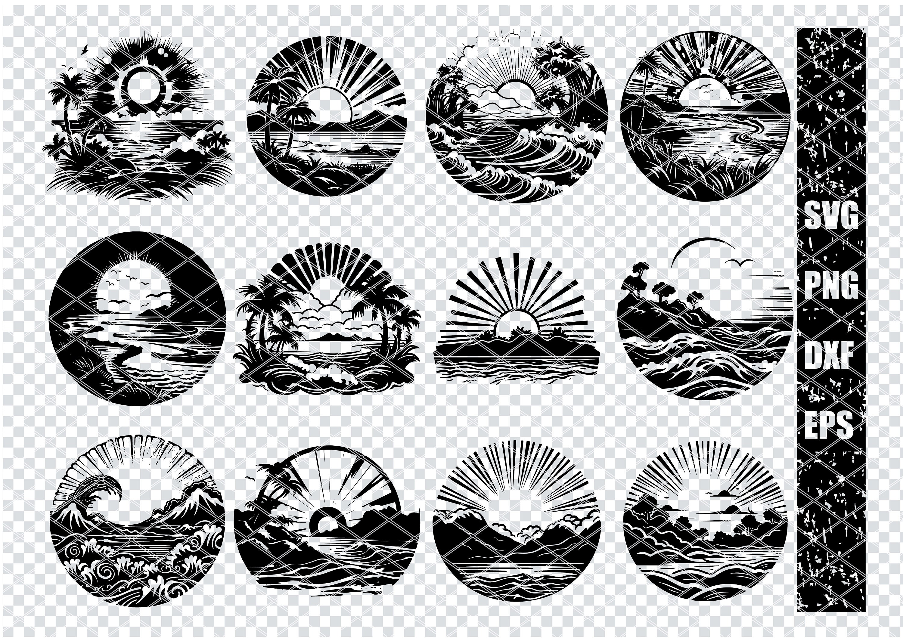 COASTAL SUNRISE SVG, Coastal Beach Sun Svg Files for Cricut, Sunrise ...