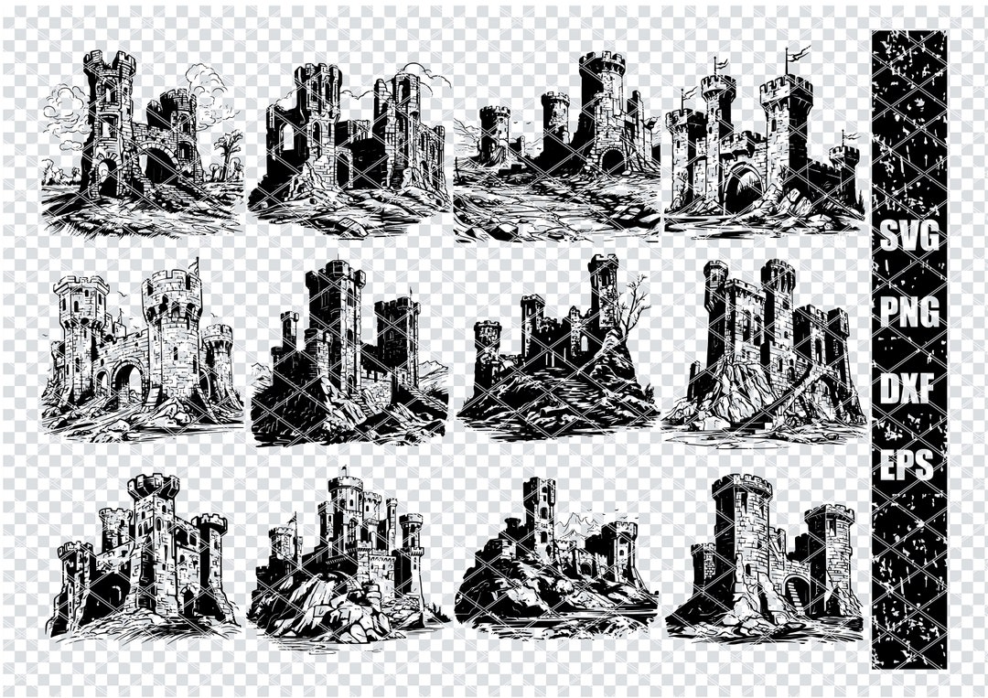 MEDIEVAL CASTLE RUINS Svg, Medieval Palace Ruin Svg Files for Cricut ...