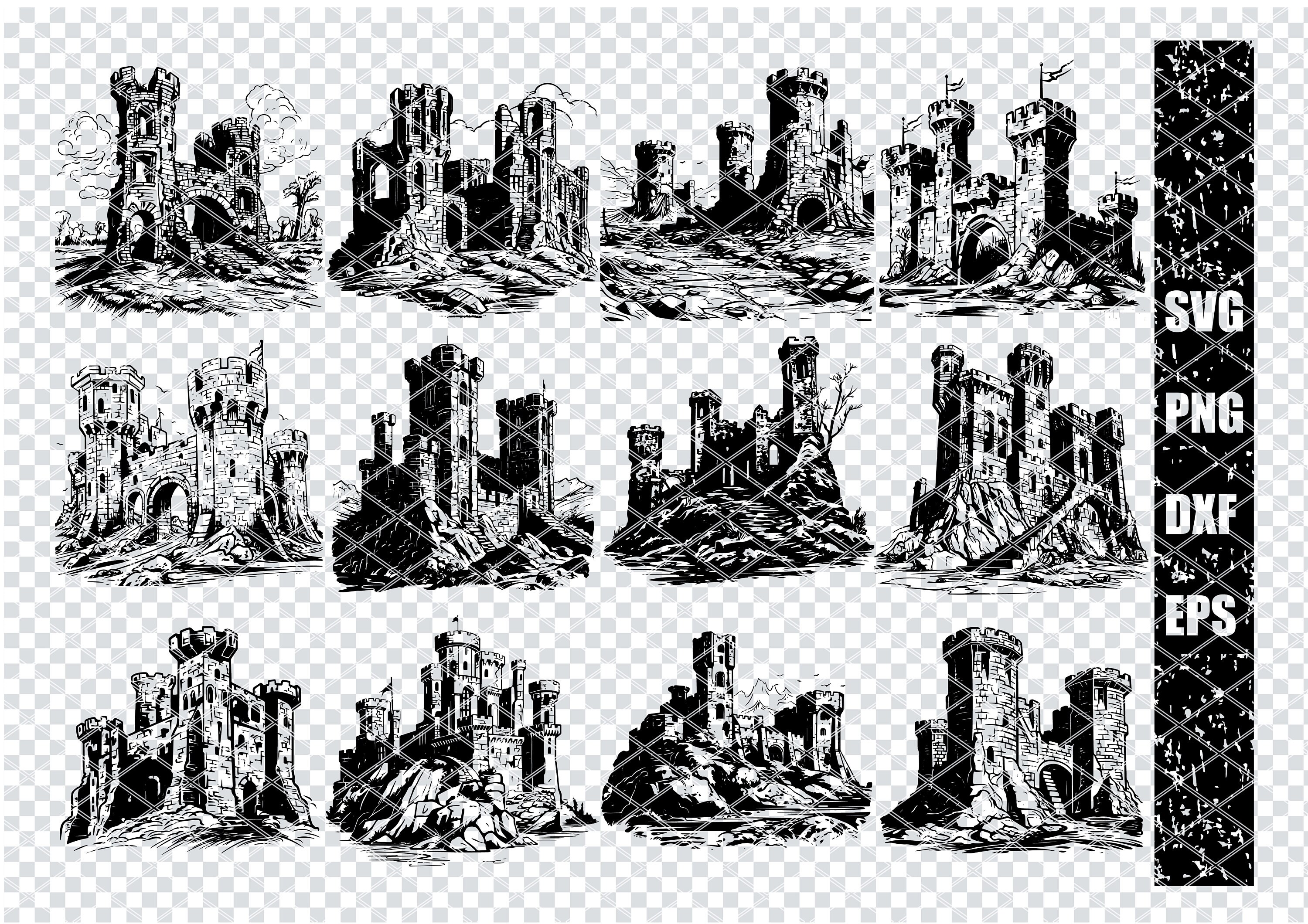 MEDIEVAL CASTLE RUINS Svg, Medieval Palace Ruin Svg Files for Cricut ...