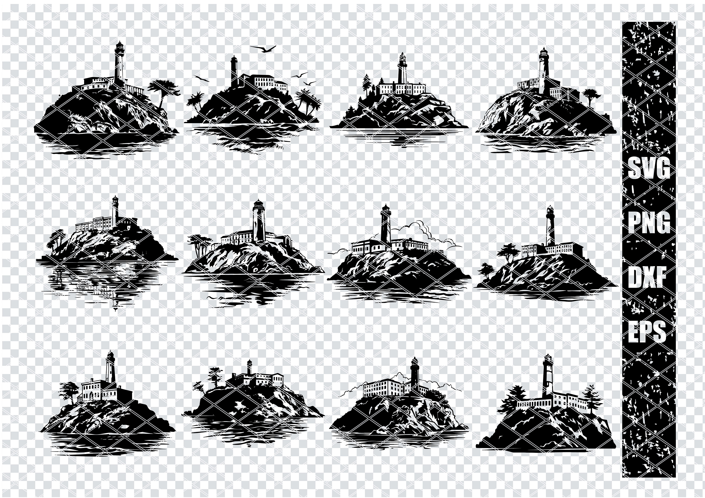 ALCATRAZ PRISON ISLAND Svg, the Rock Federal Penitentiary Svg Files for ...