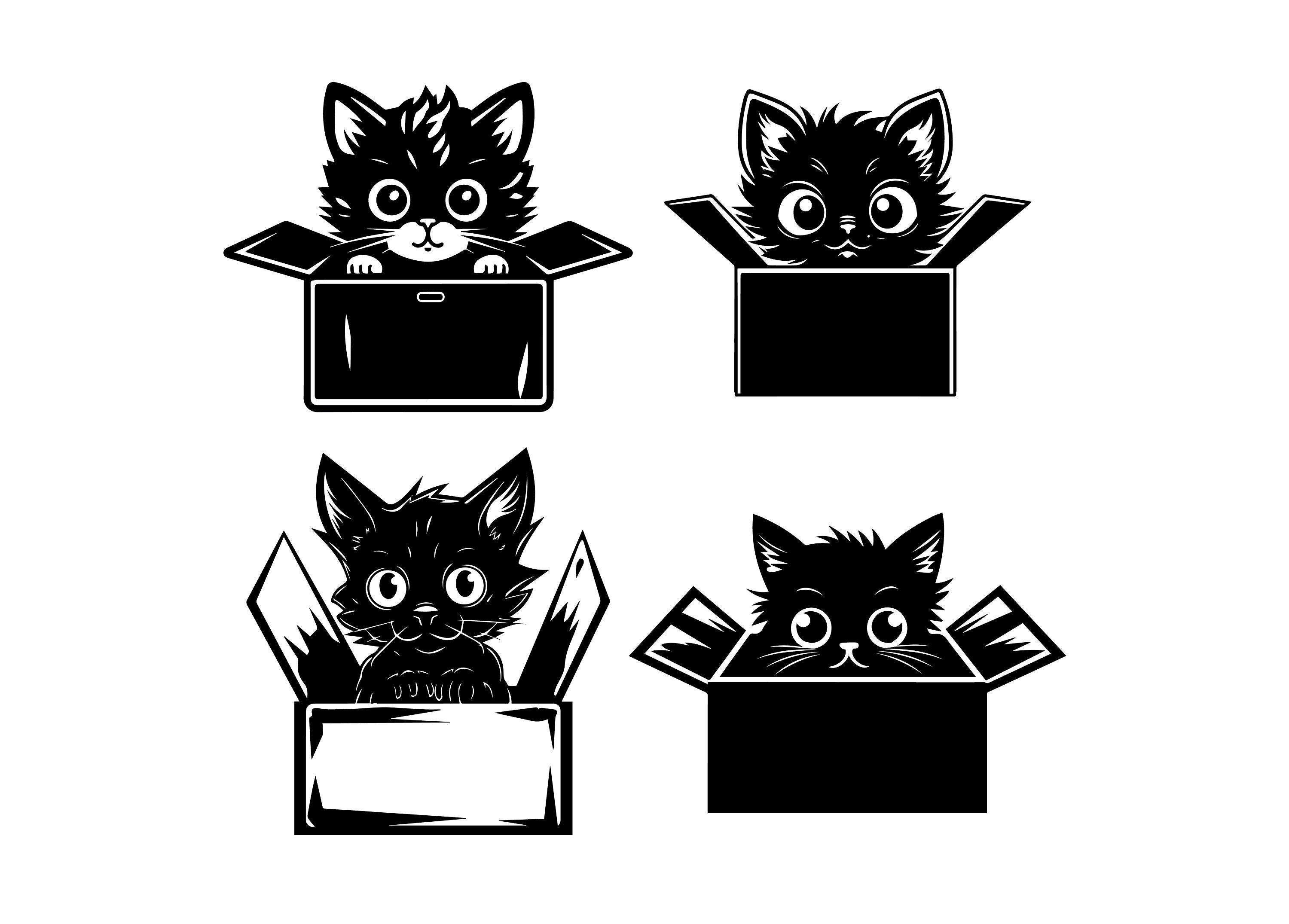 CUTE CAT in BOX Svg, Cute Cat in Box Svg Files for Cricut, Cute Cat in ...