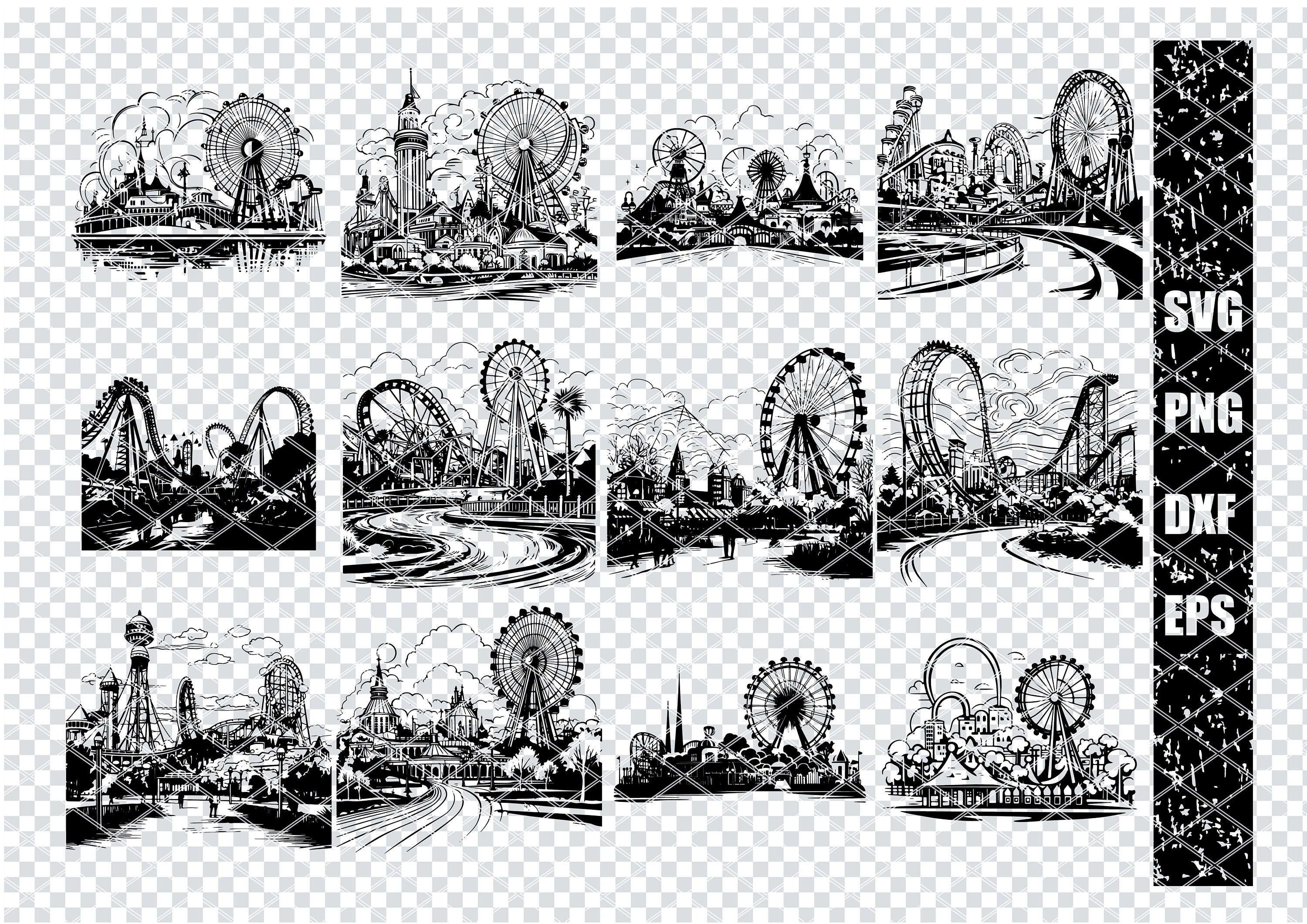 AMUSEMENT THEME PARK Svg, Ferris Wheel Svg Files for Cricut, Carnival ...