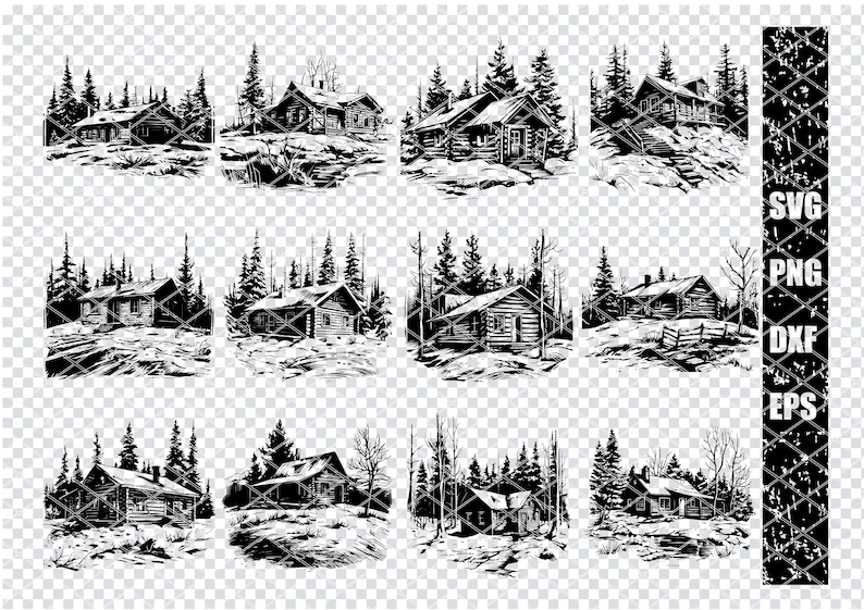 RUSTIC LOG CABIN Svg, Winter Log Cabin Svg Files for Cricut, Snowy ...