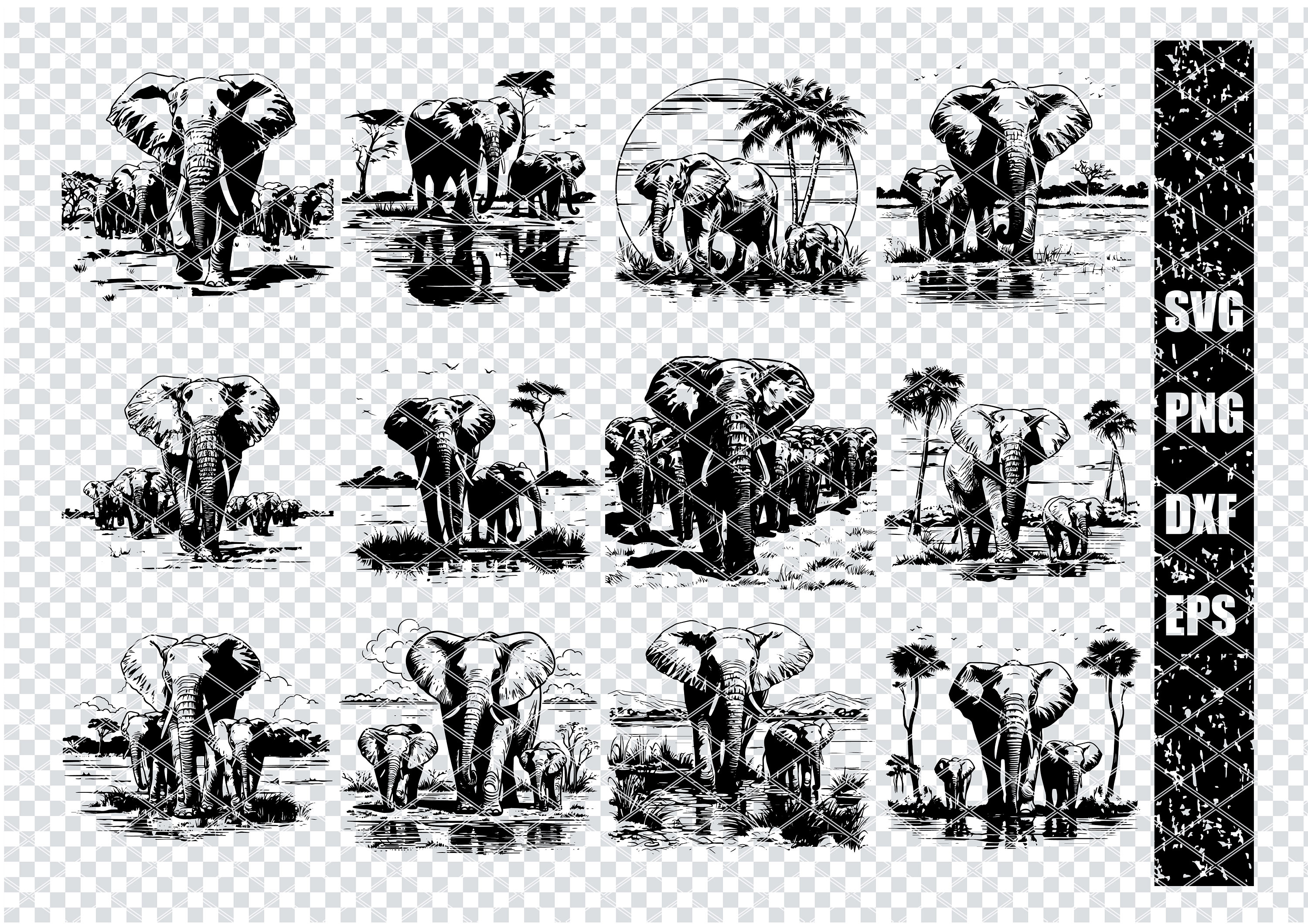 ELEPHANT HERD SVG, Africa Elephant Family Svg Files for Cricut, Savanna ...