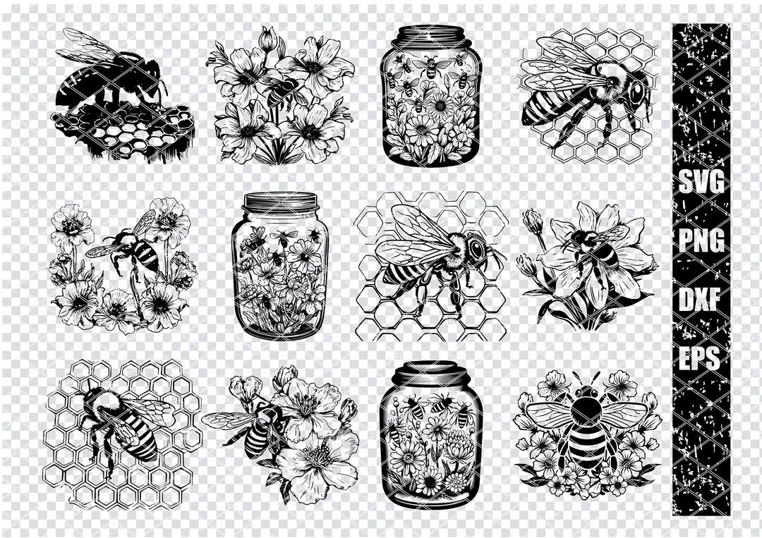 HONEY BEE SVG, Honey Bee on Flower Svg Files for Cricut, Honey Bee in ...