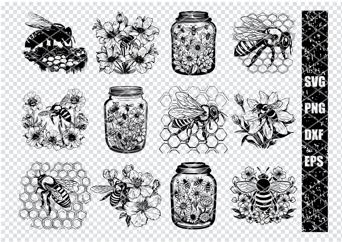 HONEY BEE SVG, Honey Bee on Flower Svg Files for Cricut, Honey Bee in ...