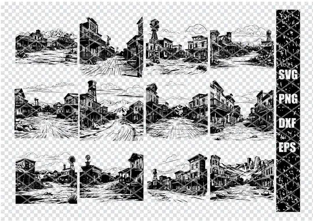 WILD WESTERN TOWN Svg, Old Rustic Town Svg Files for Cricut, Wild West ...