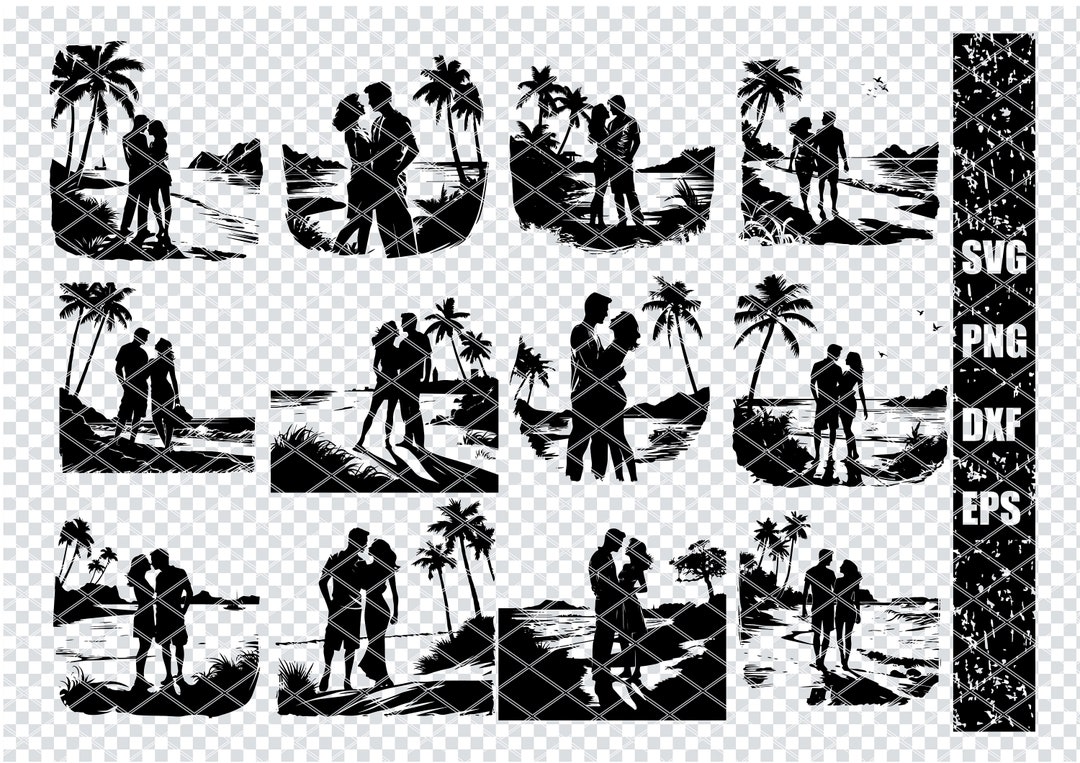 COUPLE on BEACH SVG, Romantic Pair on Beach Svg Files for Cricut ...