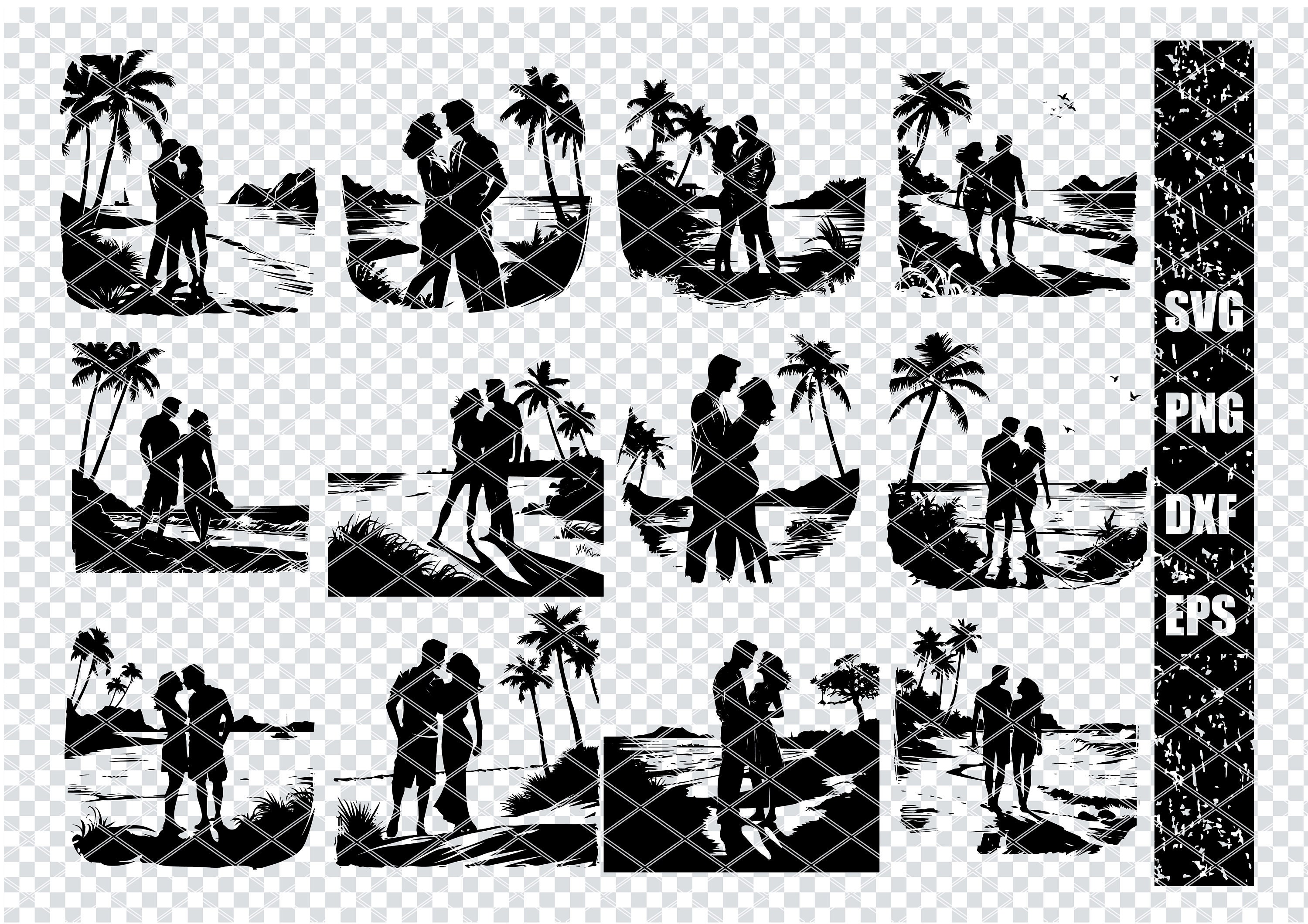 COUPLE on BEACH SVG, Romantic Pair on Beach Svg Files for Cricut ...