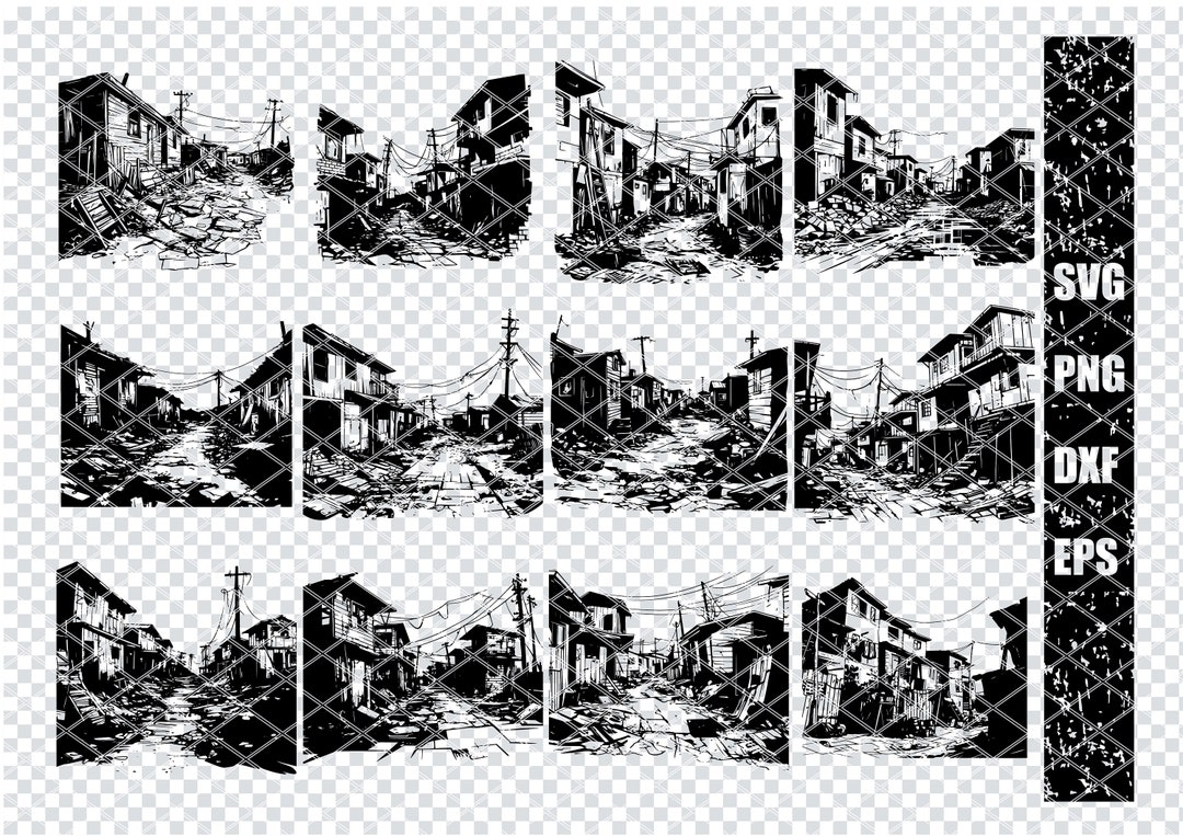 URBAN SLUM NEIGHBORHOOD Svg, Urban Slum Houses Svg Files for Cricut ...