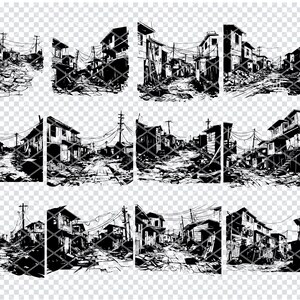 URBAN SLUM NEIGHBORHOOD Svg, Urban Slum Houses Svg Files for Cricut ...