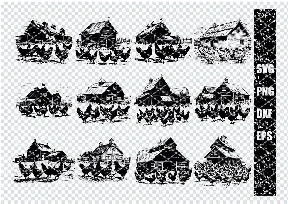 CHICKEN FARM SVG, Hen Farm Svg Files for Cricut, Poultry Farm Clipart ...